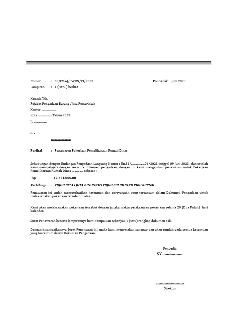 Surat Penawaran CV. | PDF | Seni