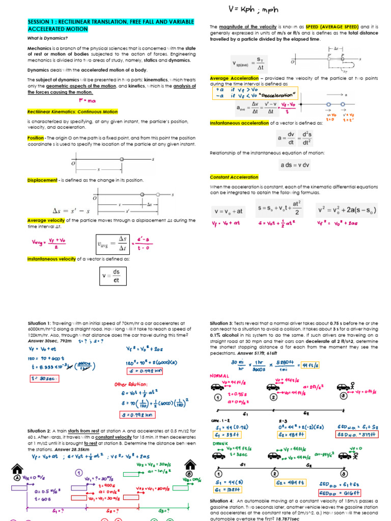 DRB Rectilinear Translation Free Fall and Variable Accelerated Motion | PDF | Acceleration ...