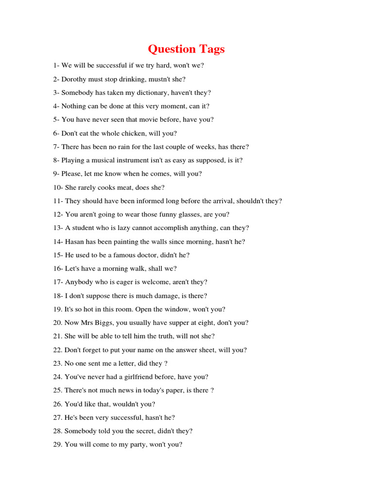 Question Tags | PDF