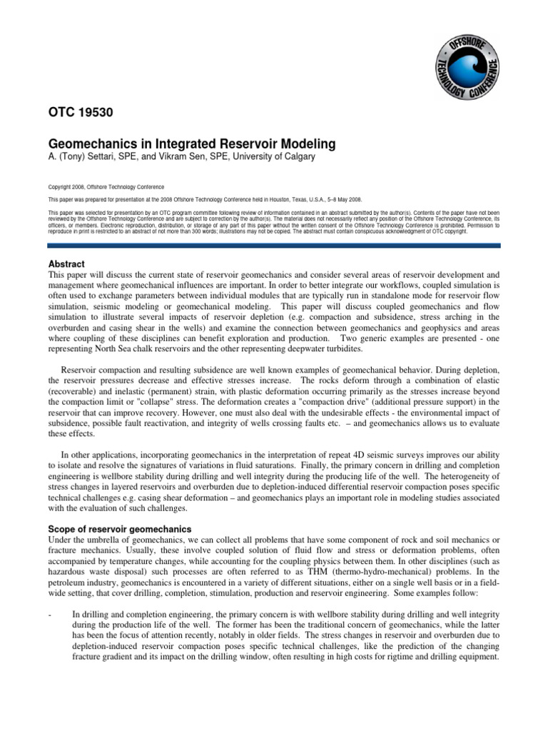 Geomechanics in Integrated Reservoir Modeling | PDF | Petroleum ...