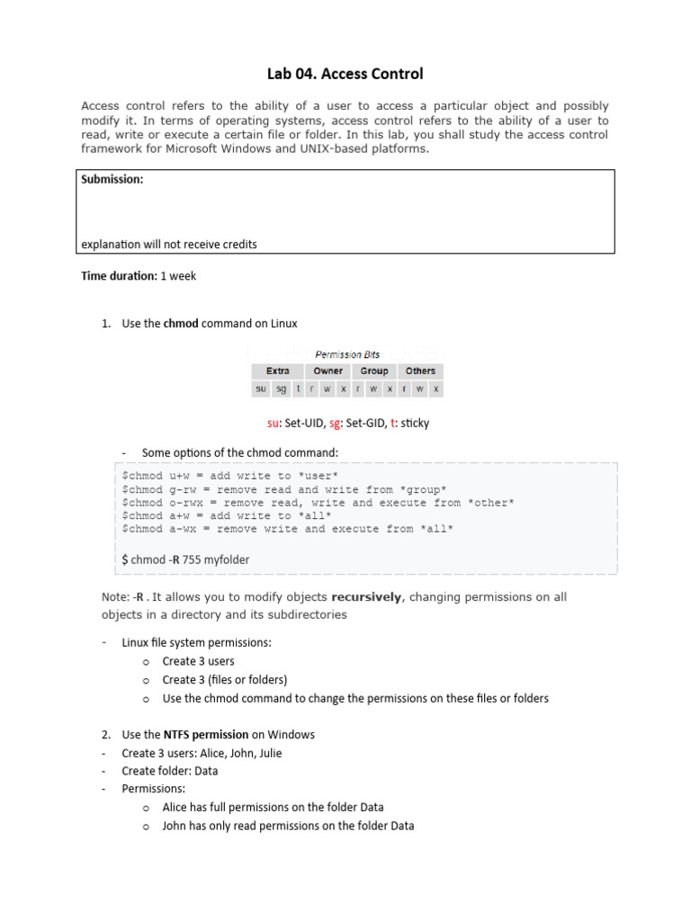 Lab 4 - Access Control | PDF