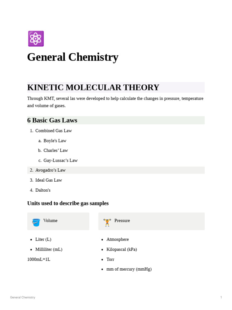General Chemistry-1 | PDF | Gases | Temperature