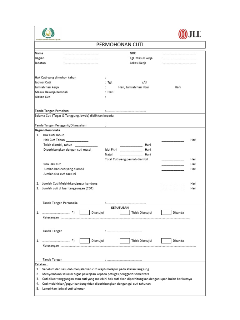 Form Ijin Cuti Ijin Ganti Shift Ijin Karyawan | PDF
