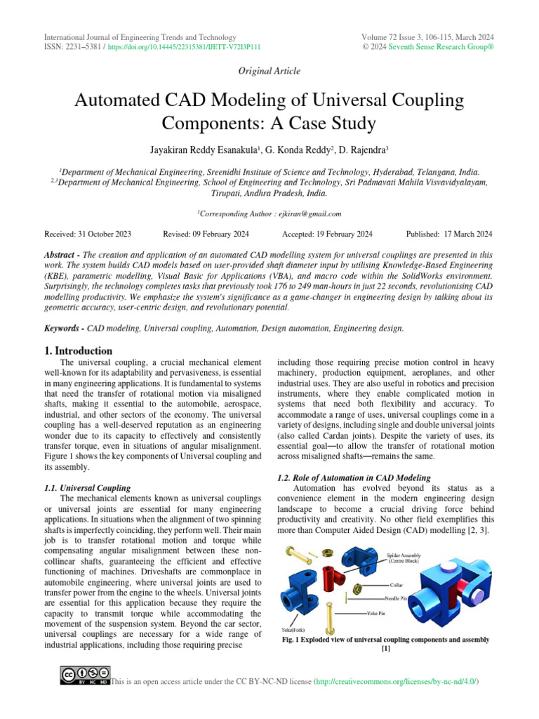 Automated CAD Modeling of Universal Coupling Components-A Case Study | PDF | Computer Aided ...