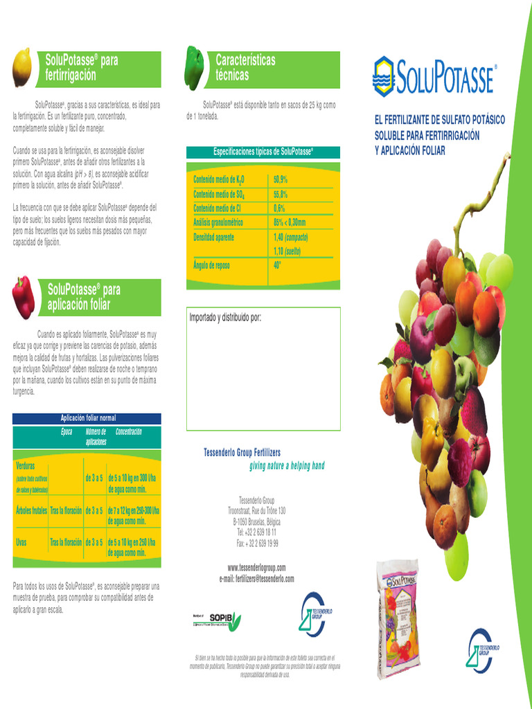 Solupotasse Comprimido | PDF | Fertilizante | Materiales