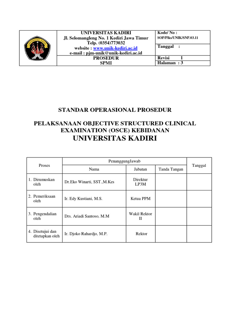 Prosedur OSCE Kebidanan Universitas Kadiri | PDF
