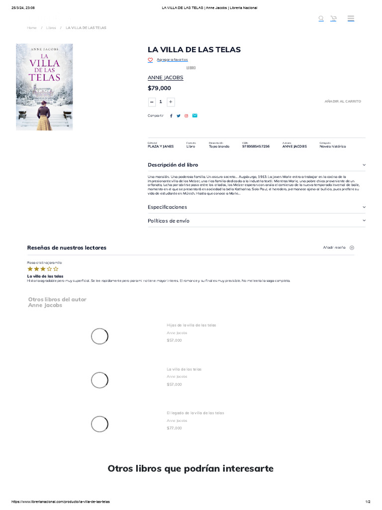 LA VILLA DE LAS TELAS - Anne Jacobs - Librería Nacional | PDF