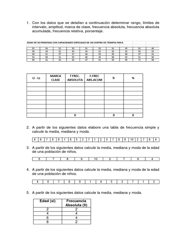 DATOS EJERCICIOS PRACTICA[1] | PDF | Mediana