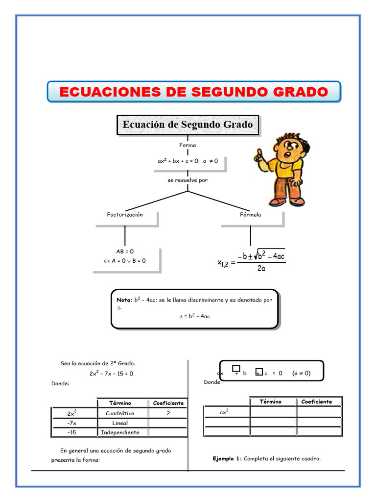 Ejercicios de Ecuaciones de Segundo Grado | PDF | Ecuación cuadrática | Ecuaciones