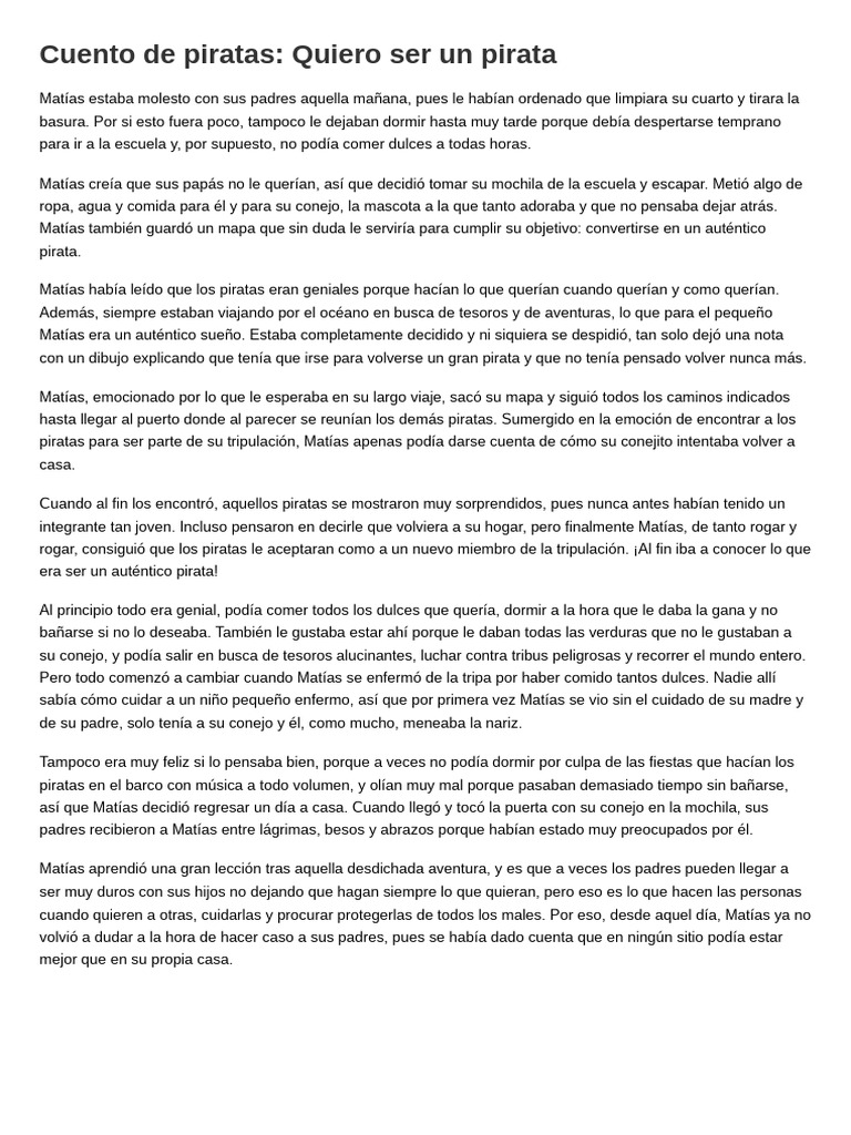 Cuento de piratas Quiero ser un pirata | PDF | Piratería