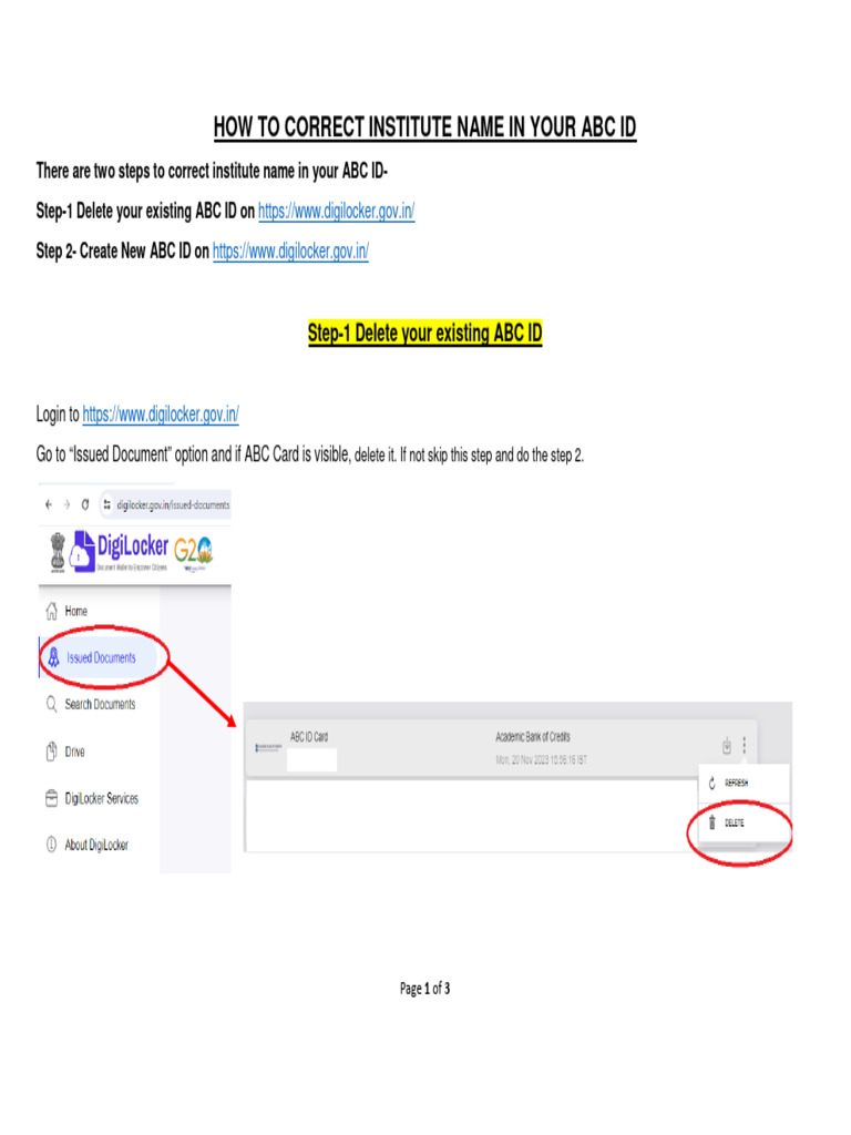 How to Correct your institute name in ABC ID | PDF