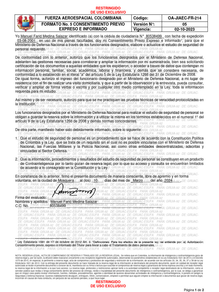 OA-JIAEC-FR-214 FORMATO No. 5 CONSENTIMIENTO PREVIO EXPRESO E INFORMADO ...