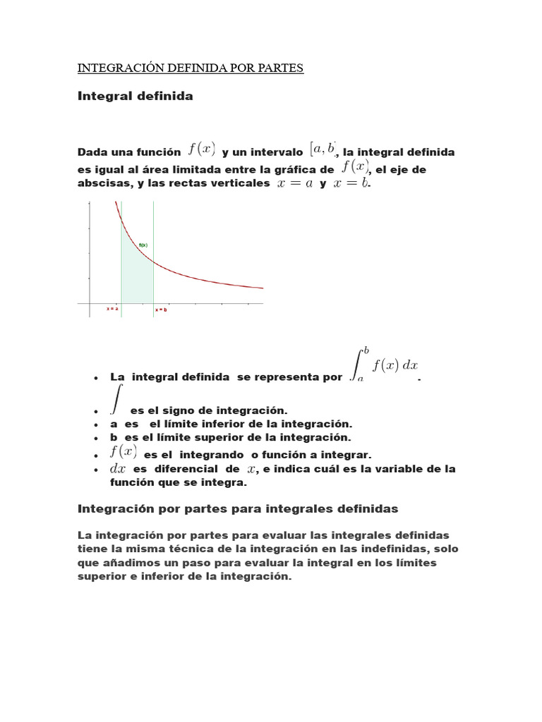 Integración Definida Por Partes | PDF | Integral | Análisis