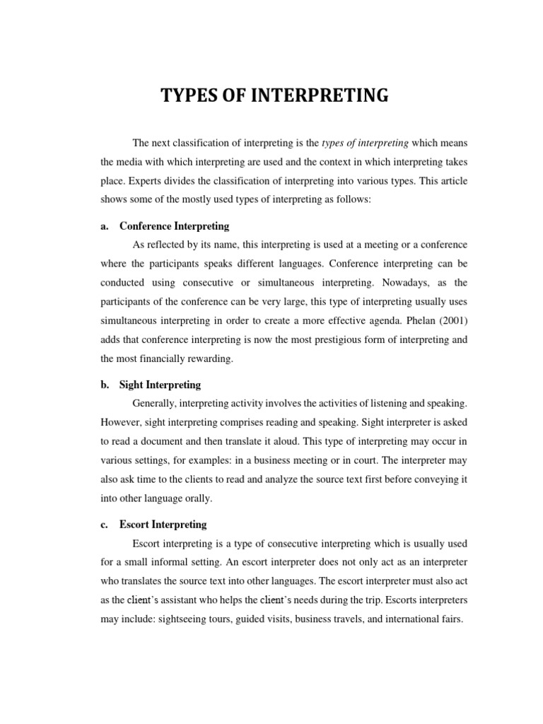Types of Interpreting | PDF