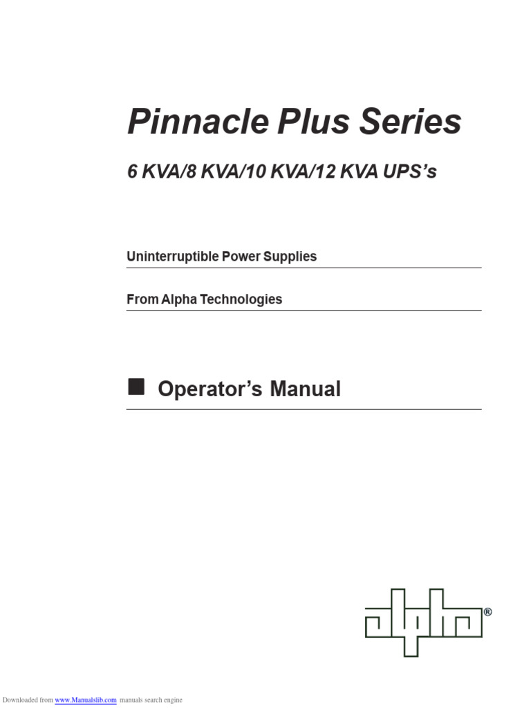 Pinnacle Plus UPS Operator's Manual | PDF | Power Supply | Electrical ...