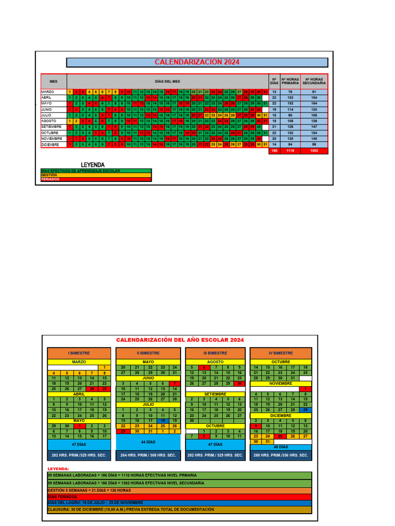 CALENDARIZACIÓN 2024 | PDF