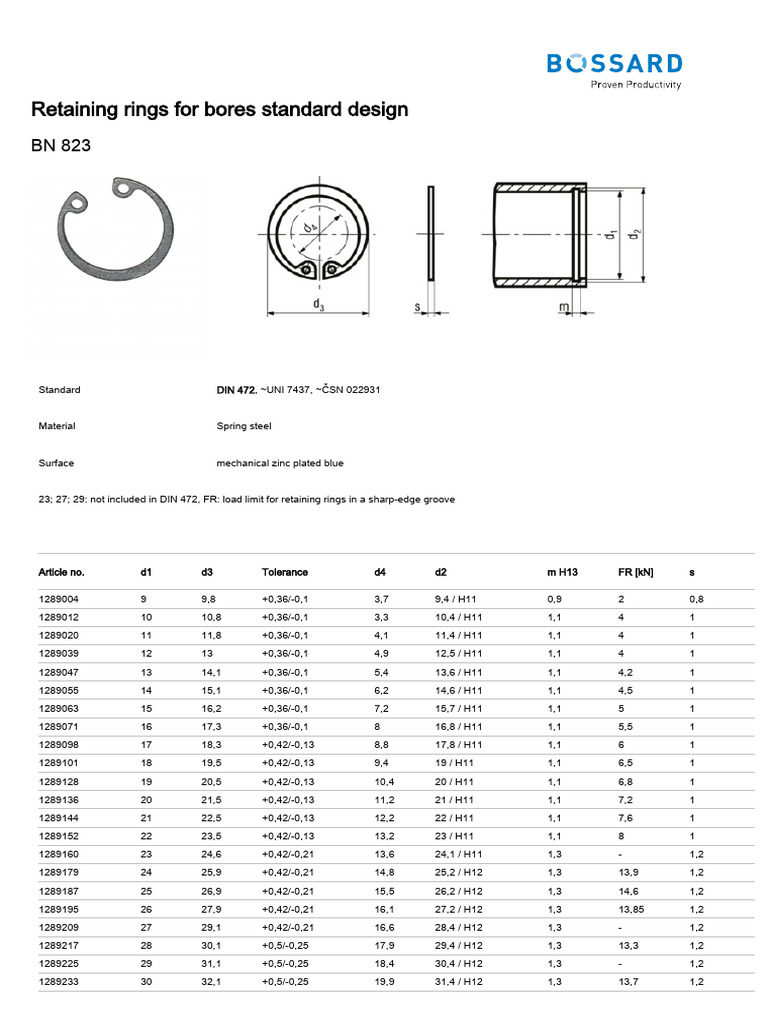 Standard Retaining Rings for Bores | PDF | Technology & Engineering