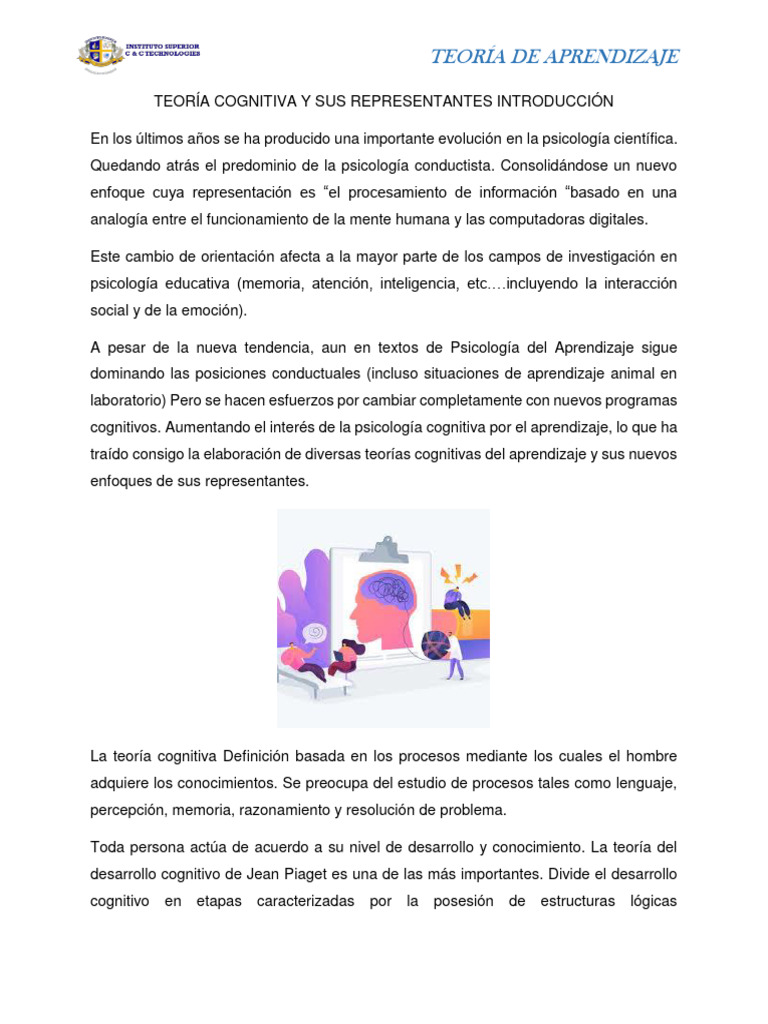 TEORIA-COGNITIVISTA-Y-SUS-REPRESENTANTES__1455__0 | PDF | Aprendizaje ...
