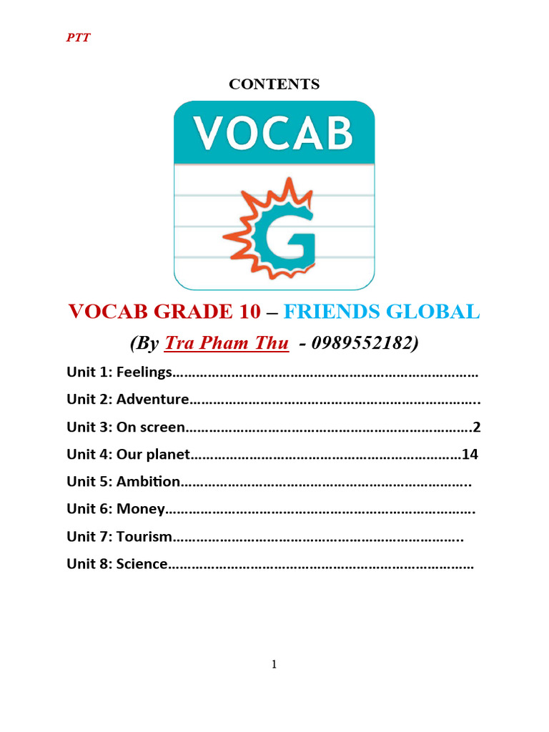 Bài Tập Bổ Trợ Anh 10 Friends Global Unit 3 + 4 | PDF