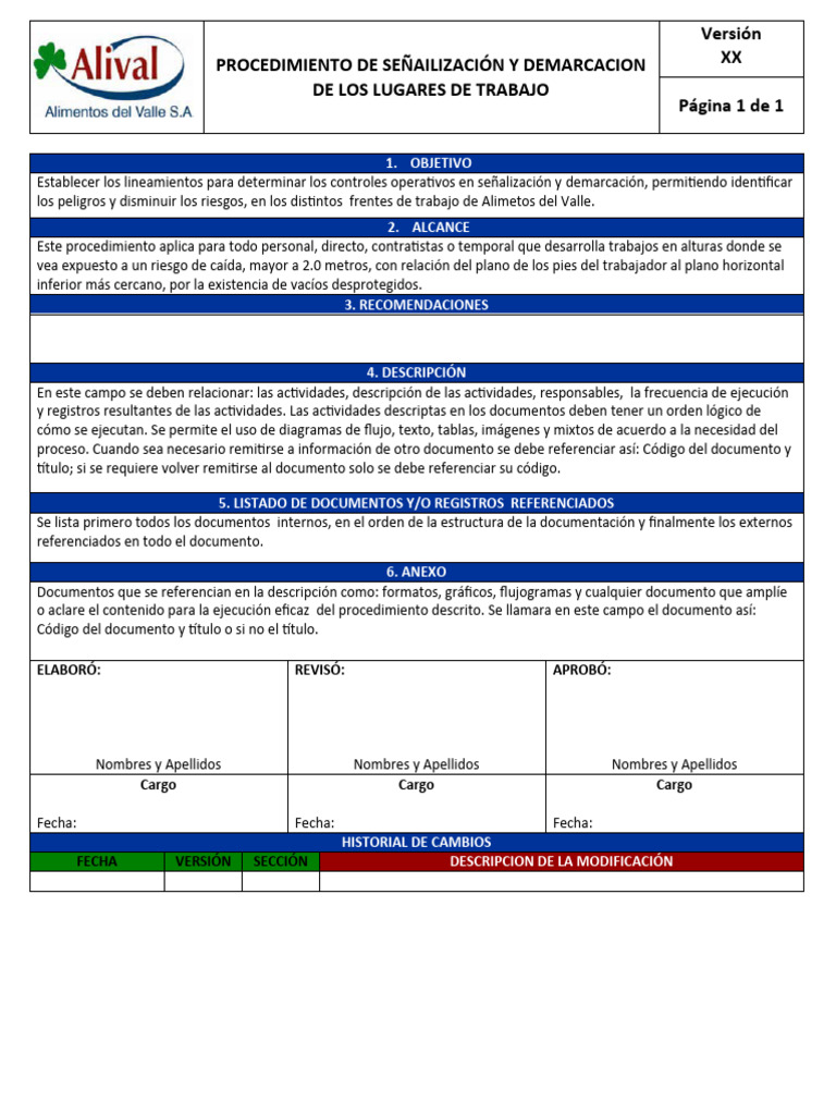 PLANTILLA PROCEDIMIENTO E INSTRUCTIVO WORD | PDF