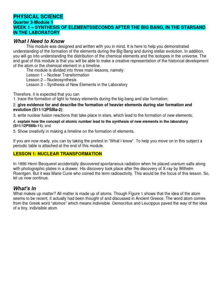 Concepts in Physical Science Q3 Week 1 To 8 2023 2024 | Download Free ...
