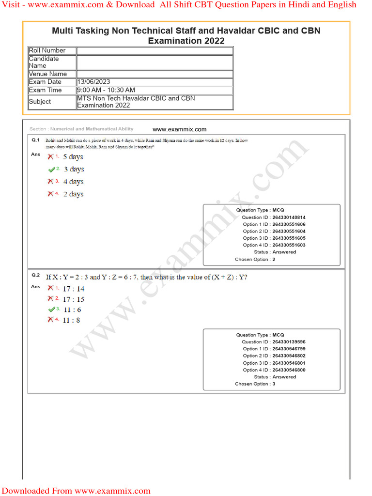 SSC MTS Question Paper June 2023 PDF in English (All Shift) | PDF | Multiple Choice | Methodology