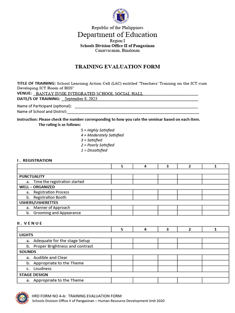 4-2020-HRD-FORM-NO-4-A-TRAINING-EVALUATION-FORM-FOR-FACE-TO-FACE (1) | PDF | Learning ...