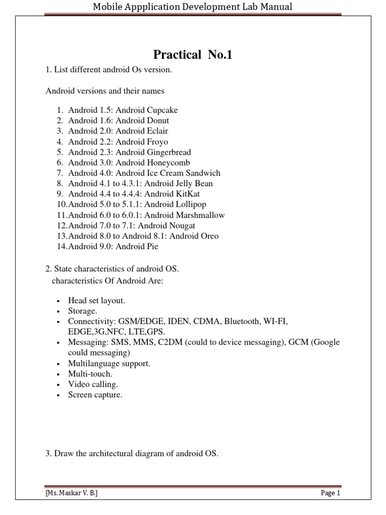 Mobile Application Developments Lab Manual | PDF