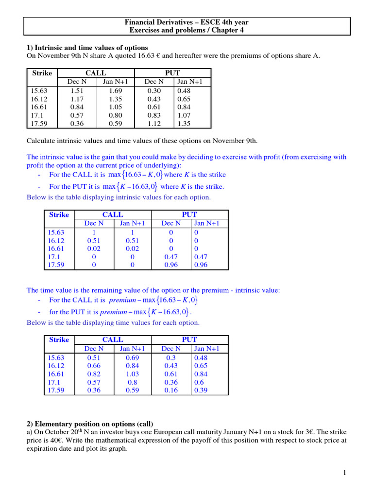 Financial Derivatives - Exercises - Chap4 - Sol | PDF | Option (Finance) | Economies