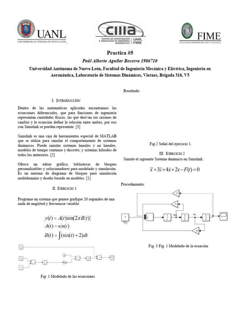 Simulación de Sistemas en Simulink | PDF | Ecuaciones | Sistema dinamico