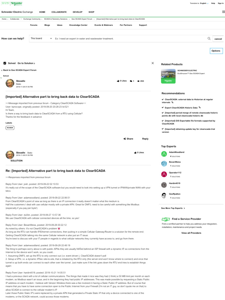 Solved - (Imported) Alternative Part To Bring Back Data To ClearSCADA - Exchange Community | PDF ...