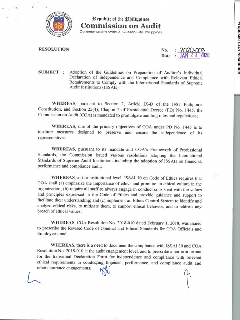 COA Resolution No. 2020-003 | PDF