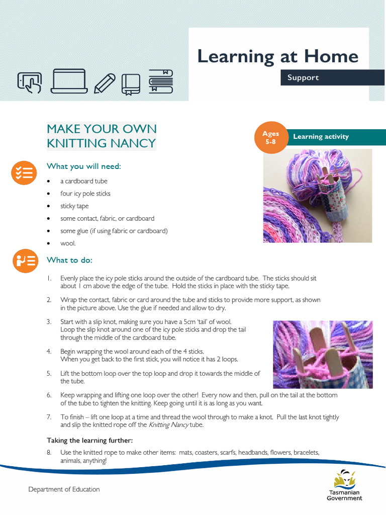 5 8 Years Make Your Own Knitting Nancy Learning at Home | PDF