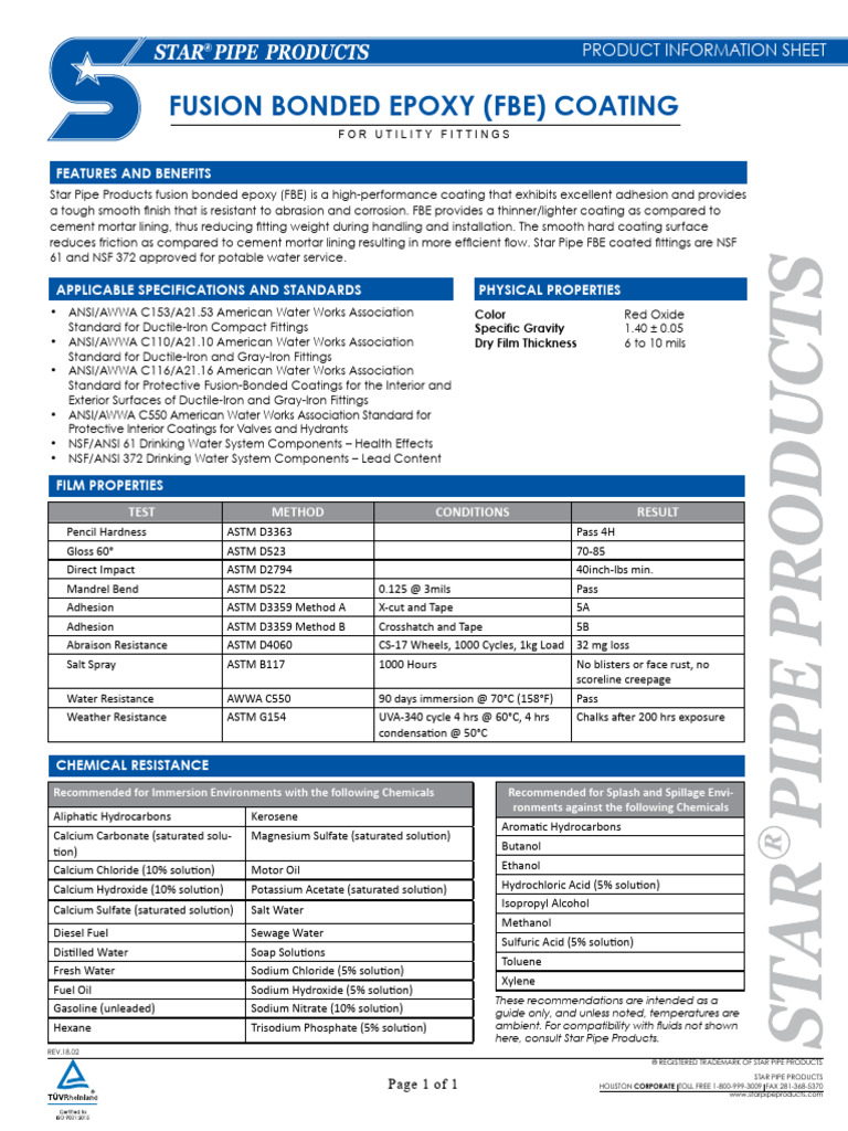 FBE Product Info Sheet 1802 1 | PDF | Materials | Chemical Substances