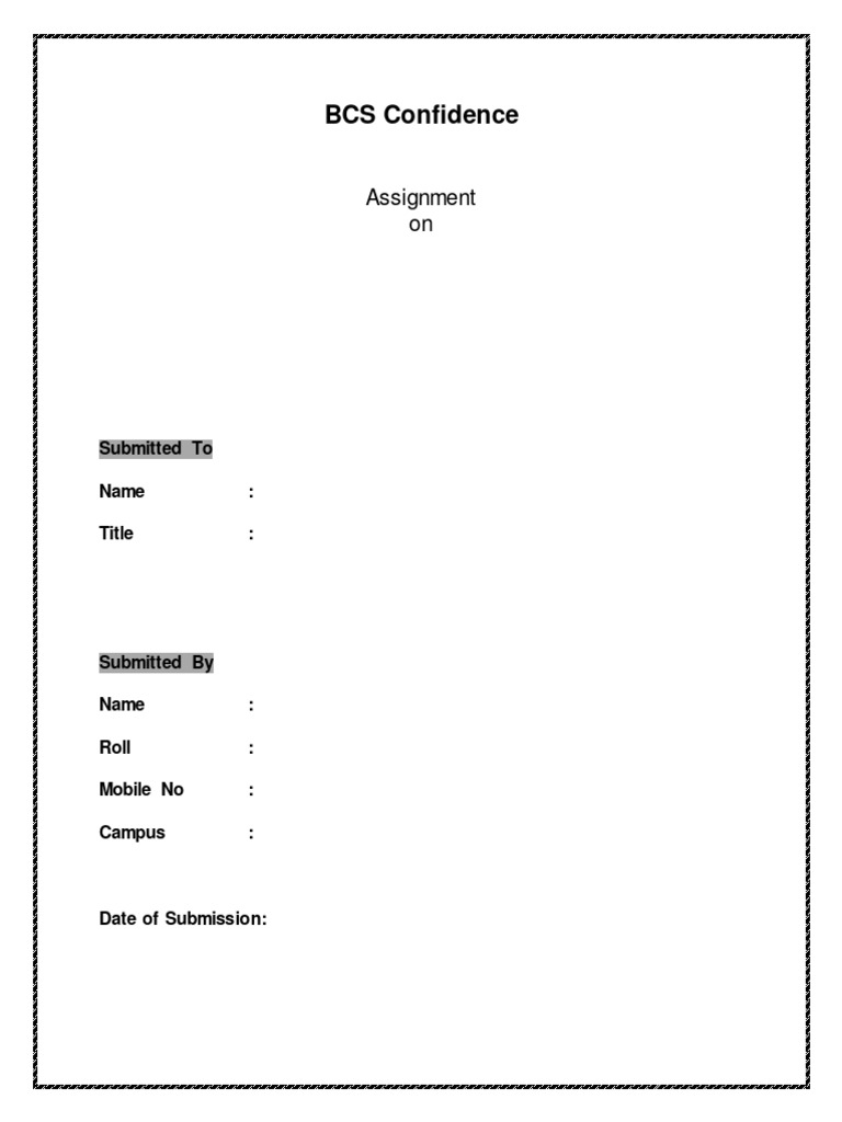 BCS Confidence Assignment Sheet | PDF