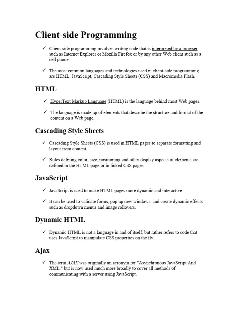 Client-Side vs Server-Side Programming | PDF | Ajax (Programming) | World Wide Web