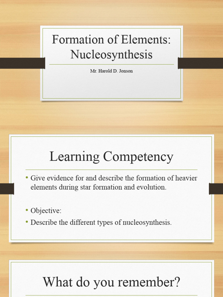 Nucleosynthesis: Formation of Elements | PDF
