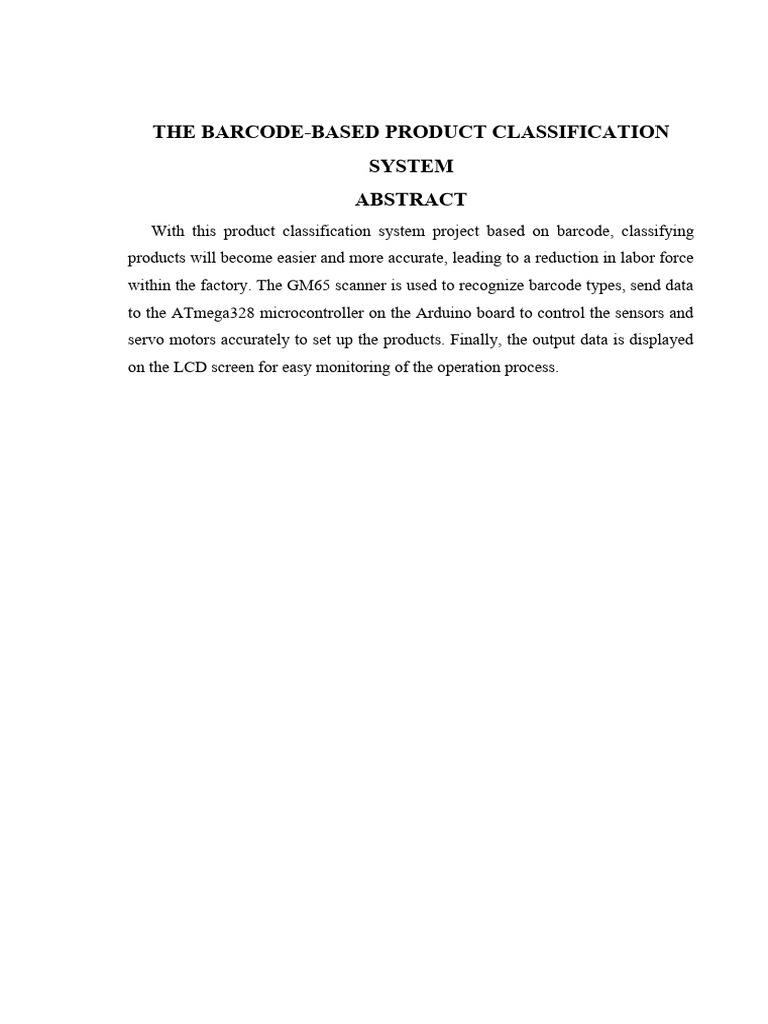 The Barcode-Based Product Classification System Using Arduino | PDF ...
