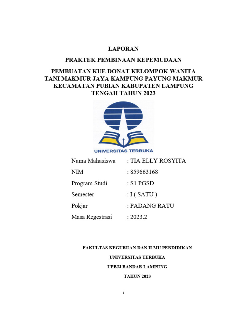 Laporan Praktik Pembinaan Kepemudaan - Tia Elly Rosyita - 859663168 ...