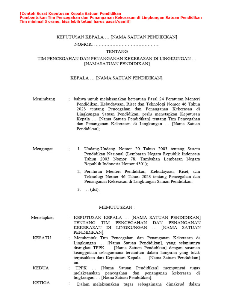 Contoh SK TPPK | PDF