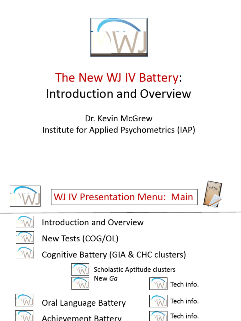 WJ IV Cognitive and Achievement Overview | PDF | Memory | Working Memory