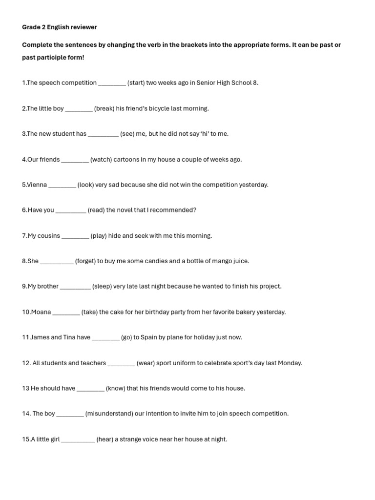 Grade 3 English Reviewer | PDF