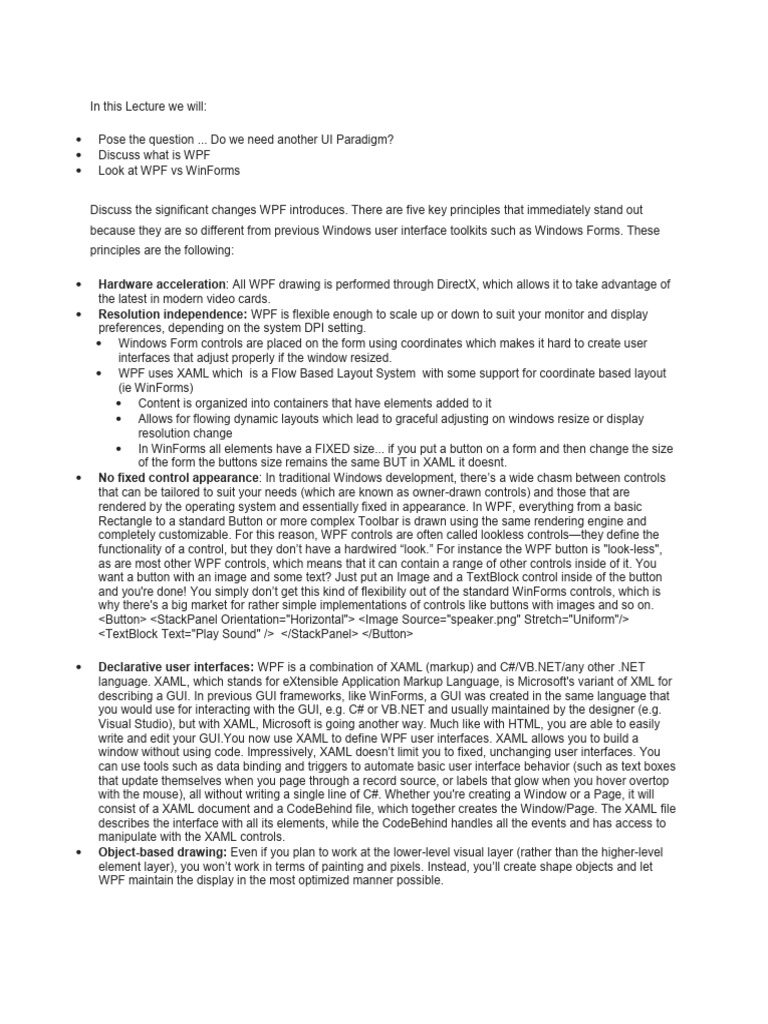 Win Forms WPFLecture | PDF | Extensible Application Markup Language | Windows Presentation ...