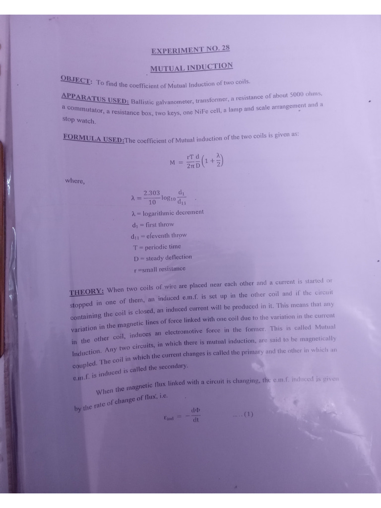 Mutual Induction Experiment | PDF