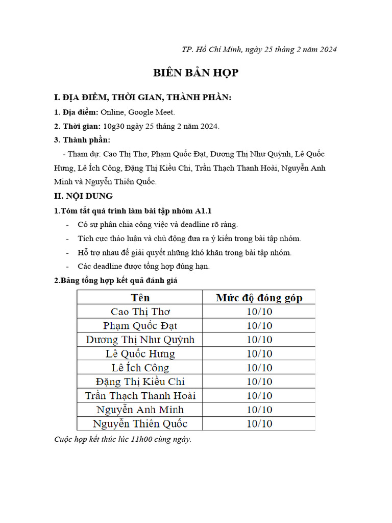 BBH Tổng hợp kết quả đánh giá | PDF