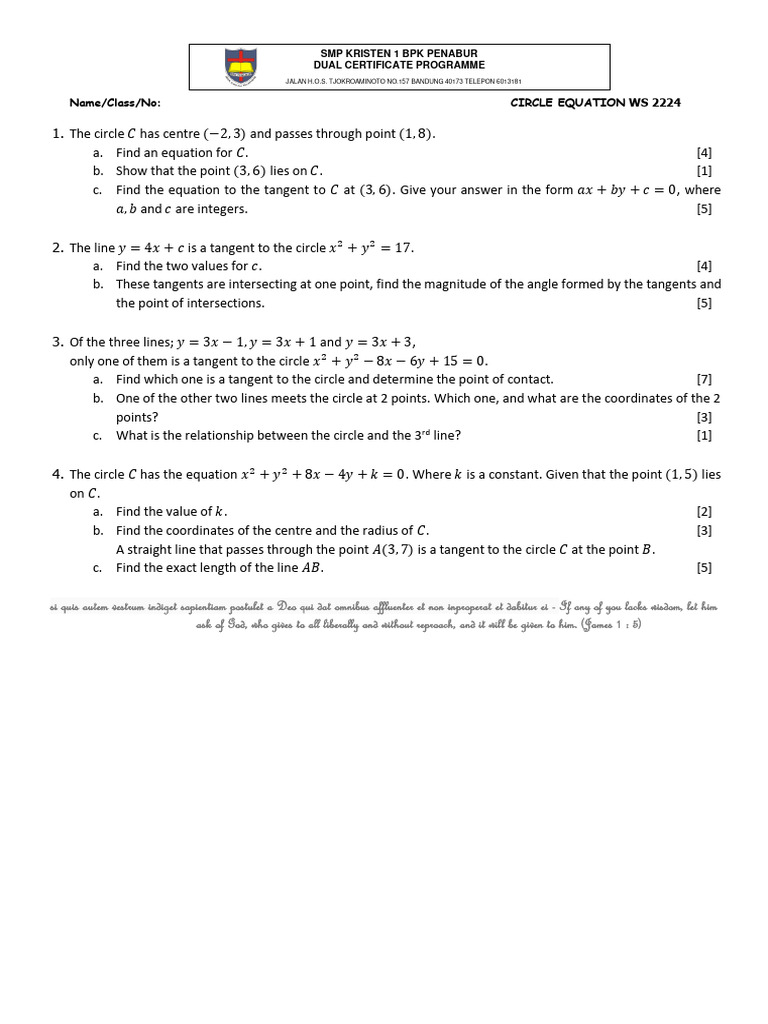 2324 Circle Equations | PDF | Circle | Mathematics