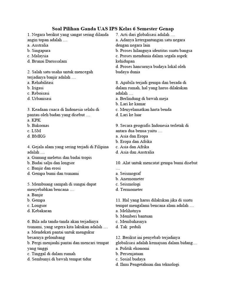 Soal Ips Uas | PDF