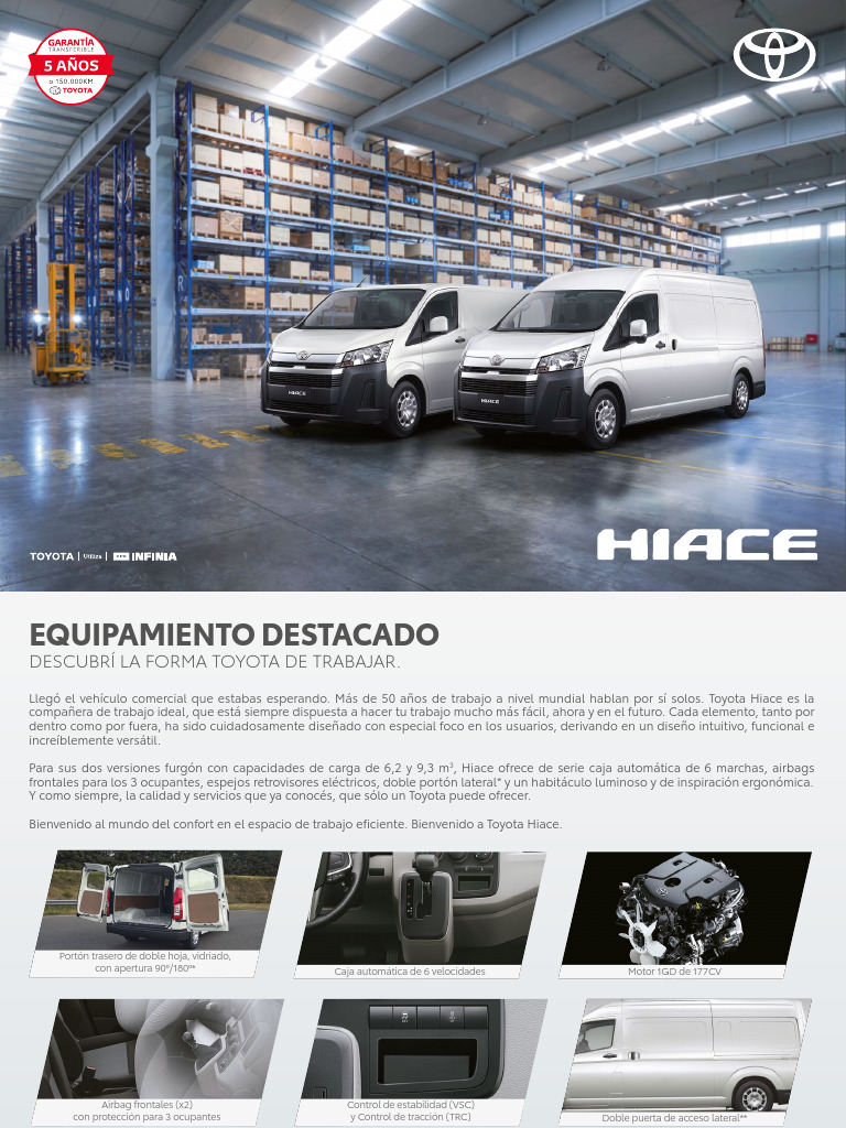Archivo para Descargar Ficha Tecnica Toyota Hiace 2023 | PDF | Airbag | Vehículo de motor