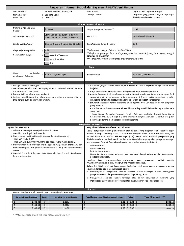 Produk Deposito Valas Bank Mestika | PDF | Bisnis | Pengelolaan ...