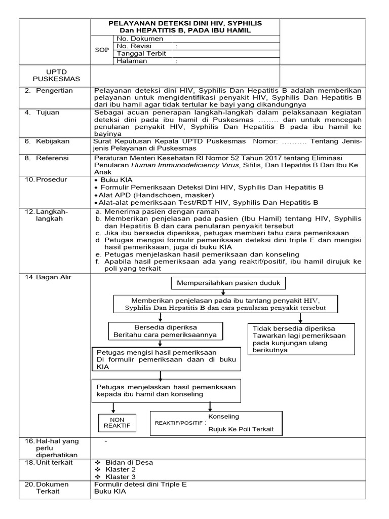 SOP - Skrining Hepatitis B, HIV & Sifilis | PDF